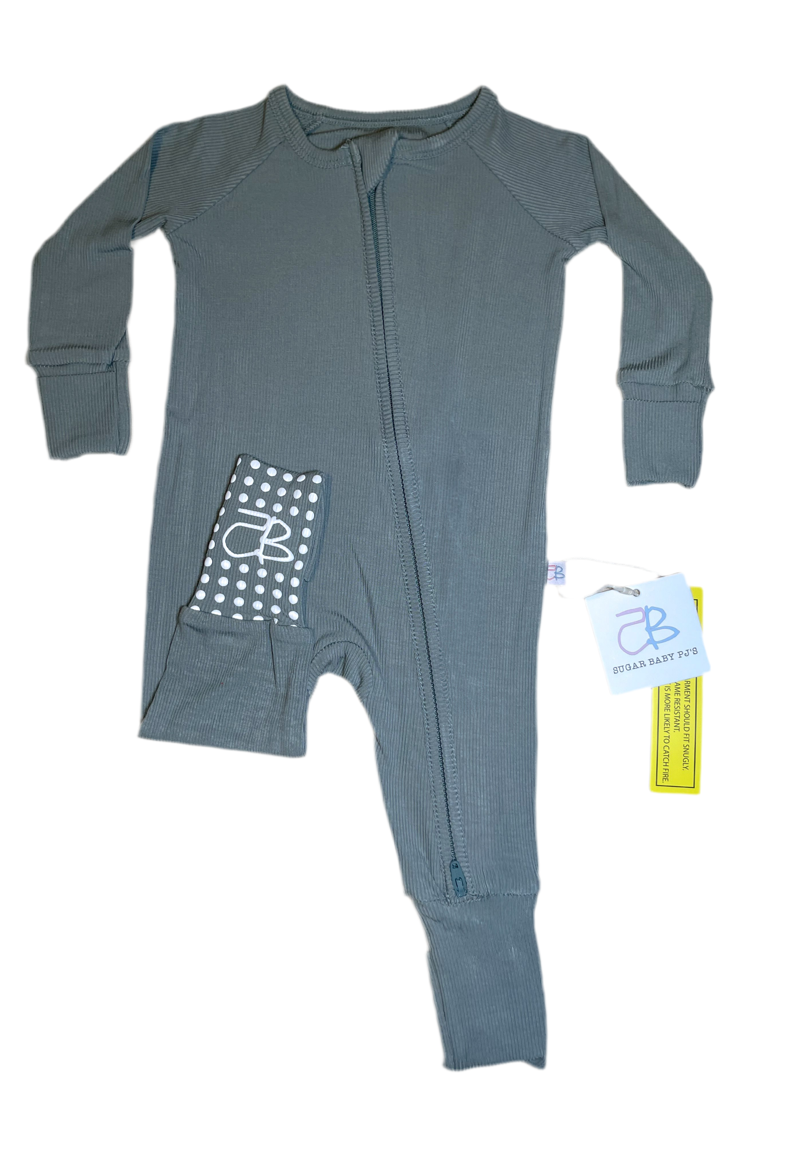 Jason | Solid Ribbed Zippy – Sugar Baby PJ’s